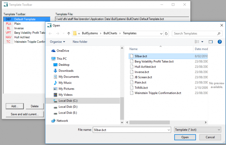 Modifying the Template Toolbar – BullCharts Knowledge Base